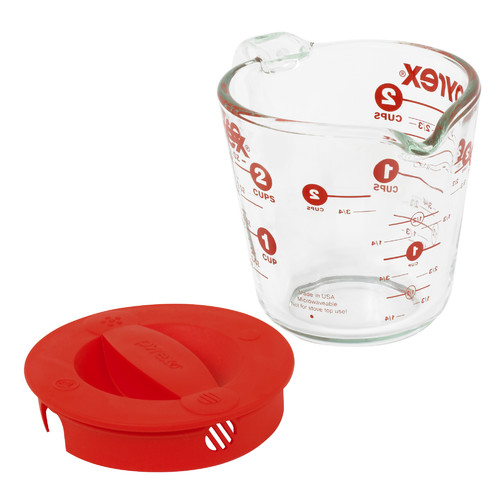 Pyrex Prepware 2 Cup Measuring Cup with Red Plastic Cover in Clear - Walmart.com