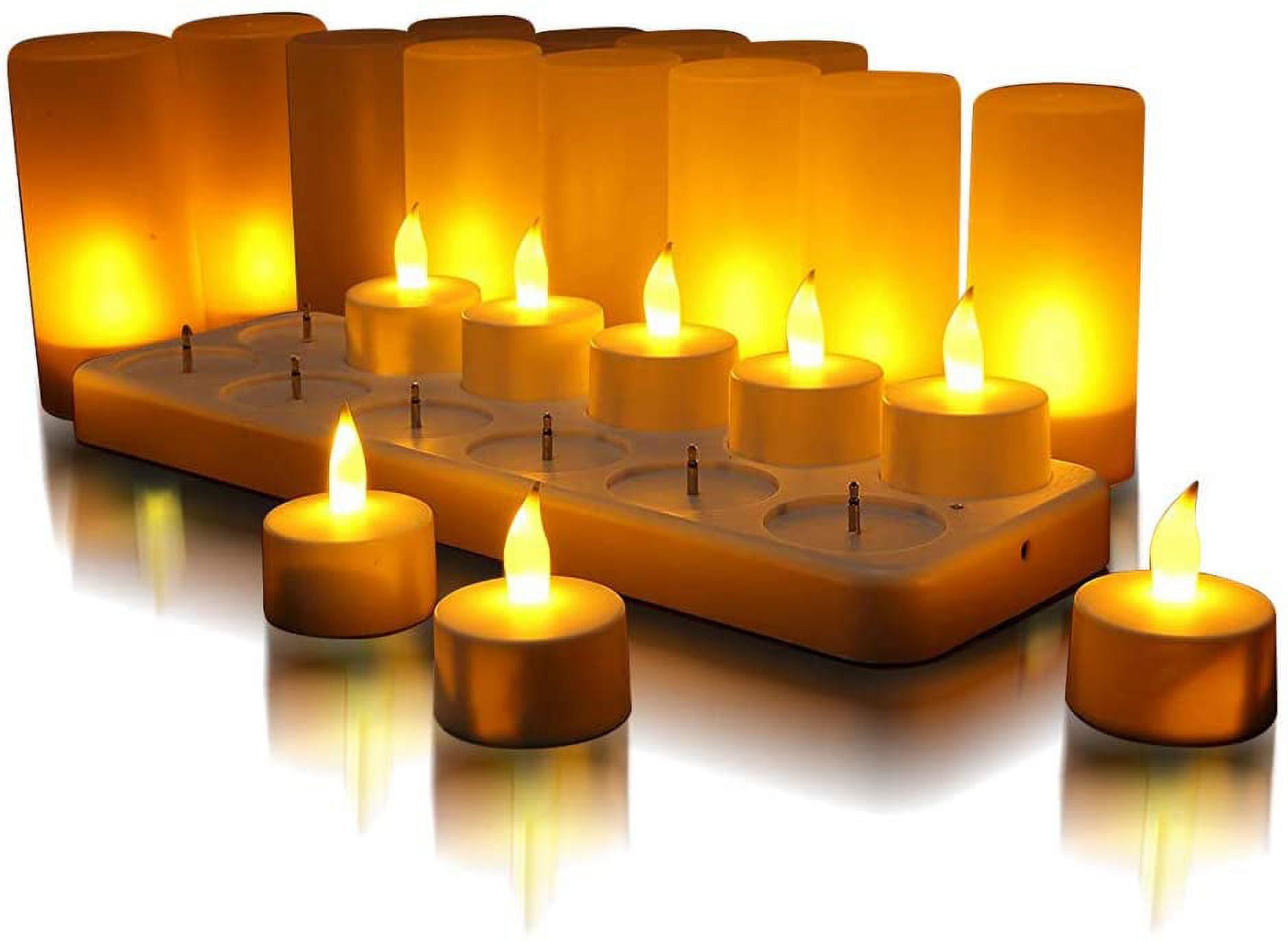 Juego de 24 velas LED recargables, velas eléctricas LED parpadeantes ...