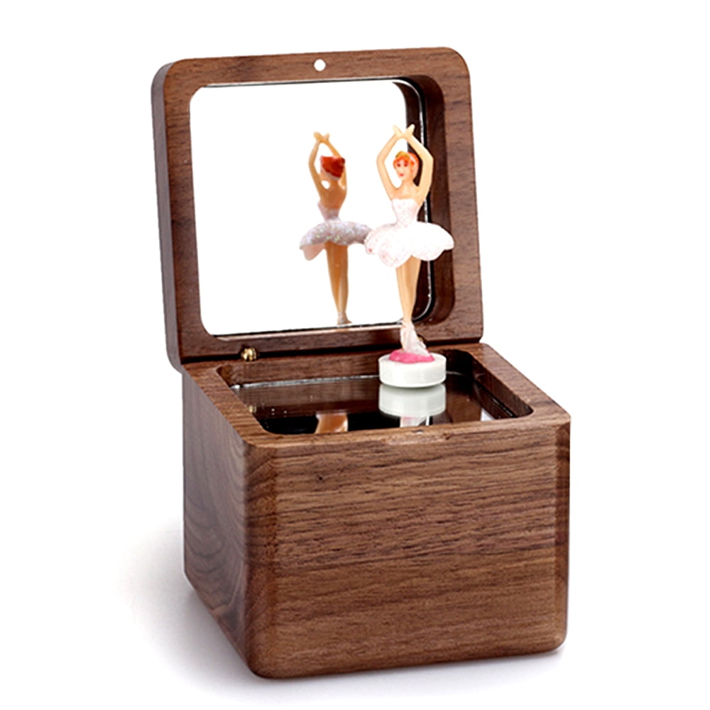 Sinzyo Walnut wood Ballerina spinning dancing girl music Box Music box ...