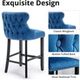 Velvet Wing-Back Bar Stools Set of 2, Button Tufted with Nailhead Trim ...