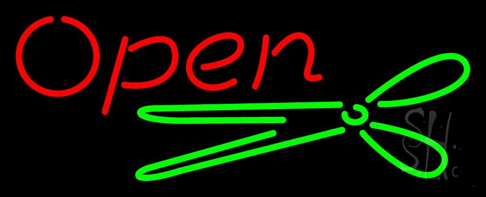 Scissor Open LED Neon Sign 13 x 32 - inches, Black Square Cut Acrylic ...