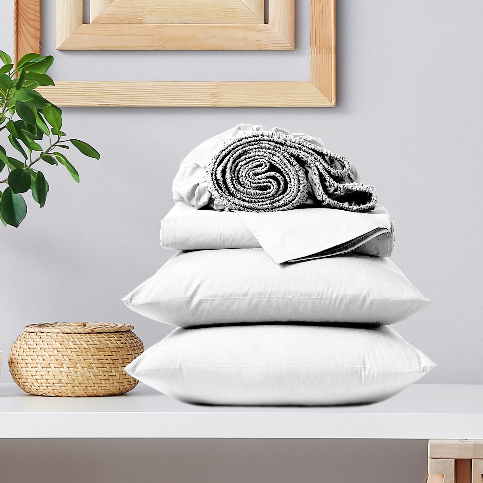 100% Cotton Bed sheets, Deep Pocket, Wrinkle Resistant, Soft & Smooth ...