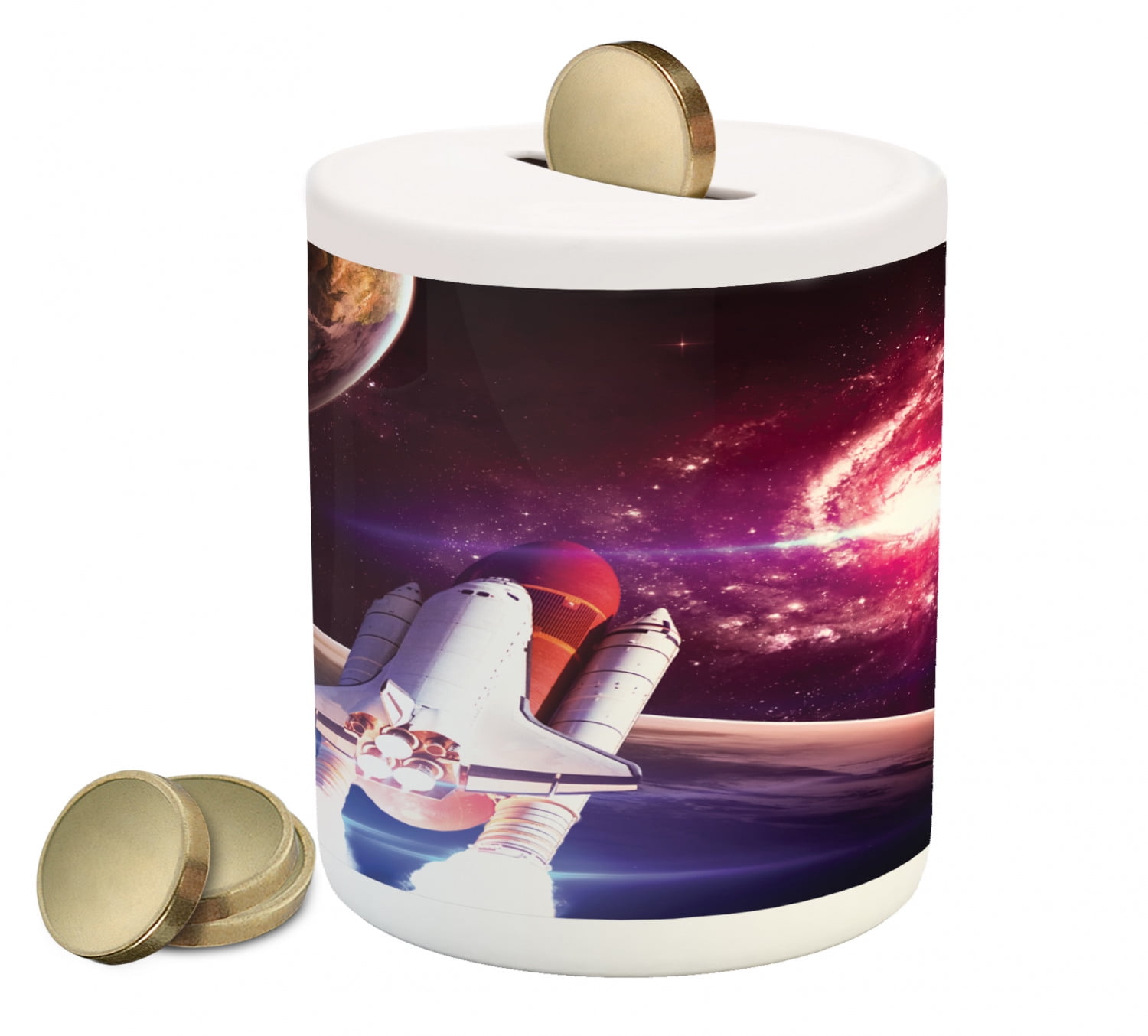 Galaxy Piggy Bank, Spaceship Flying in Milky Way Super Galactic Wander ...