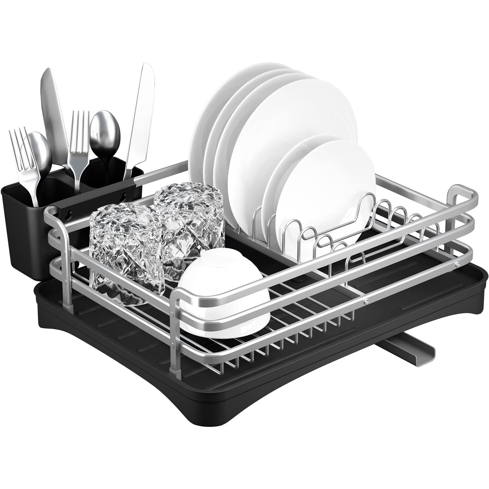 Dish Drying Rack, Aluminum Rust Proof Dish Rack with Swivel Spout ...