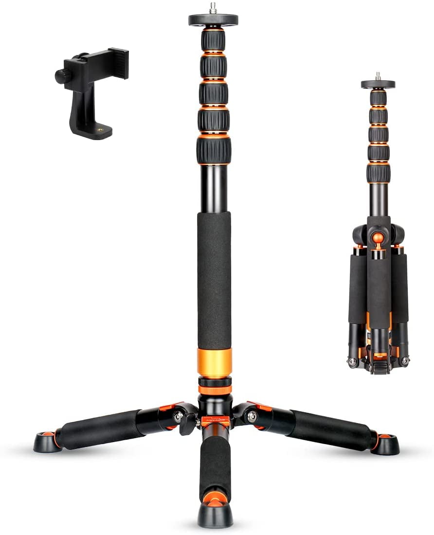 Koolehaoda Camera Aluminum Monopod with Metal Tripod Base.6 Sections 18 ...