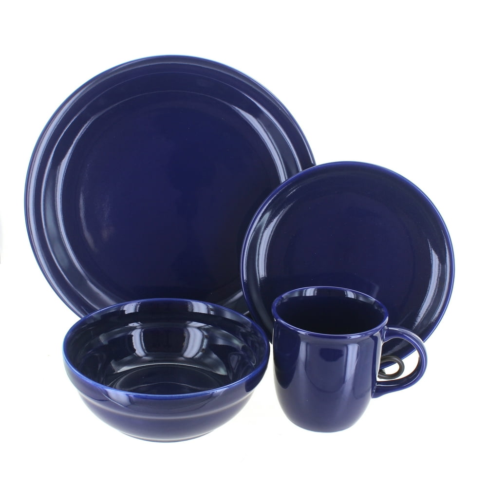 Blue Rose Polish Pottery Cobalt 16 Piece Dinnerware Set - Walmart.com ...