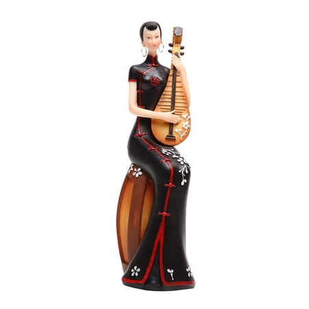 Play The Lute Girl Figurine Statuette Resin Gift Crafts Sculpture for ...