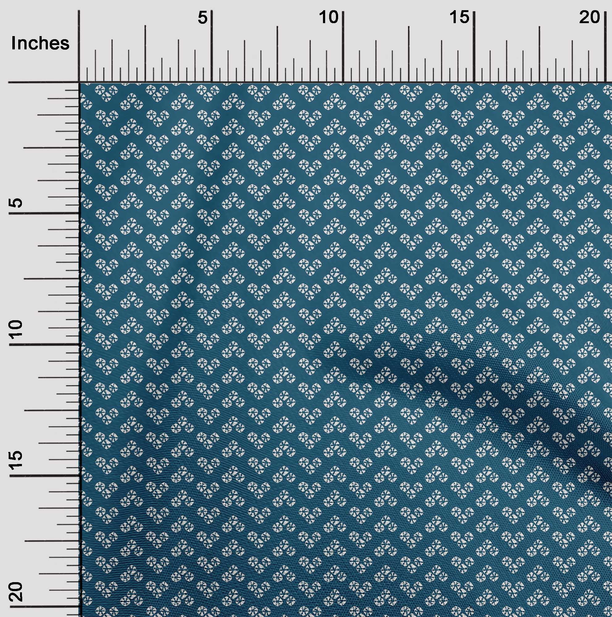 oneOone Silk Tabby Teal Blue Fabric Chevron Bandhani Sewing Fabric By ...