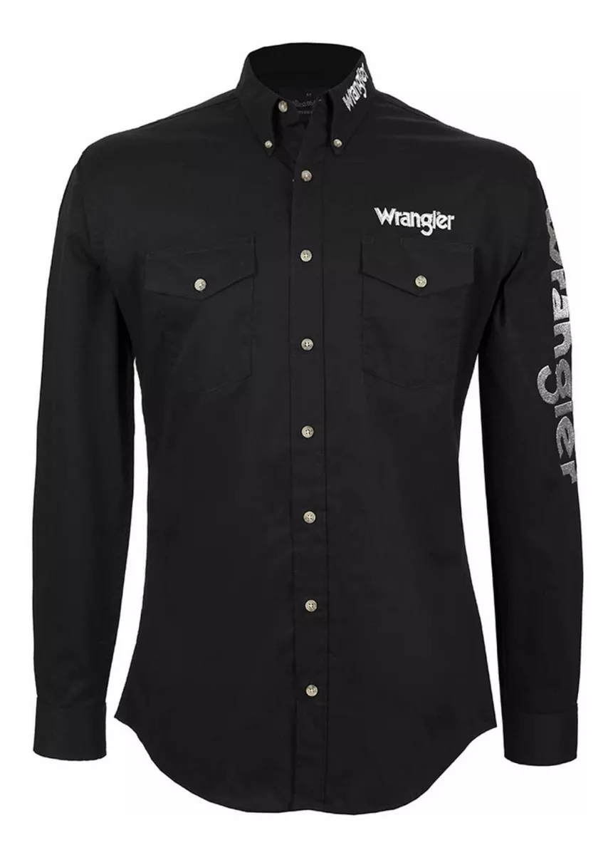 Camisa Wrangler Original Vaquera Caballero Logo Manga Larga | Walmart ...