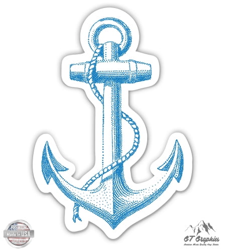 Anchor Blue Nautical - 8" Vinyl Sticker - For Car Laptop I-Pad ...