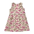 Dress Pink Bow Leopard Print Sleeveless Dress for Hem A-Line Casual ...