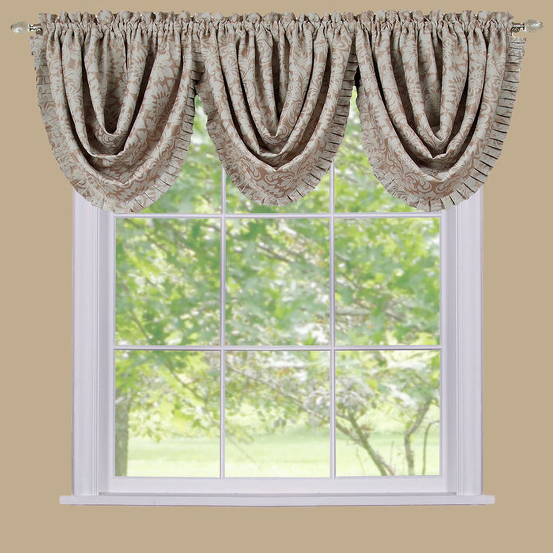 Traditional Elegance Sally Waterfall Valance - Tan - Walmart.com