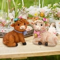 Brown Highland Cow Decor Set of 2 Spring Farmhouse Figurines for Home ...
