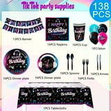 138pcs Tik Tok Themed Birthday Party Decorations Set - Balloons, Banner ...