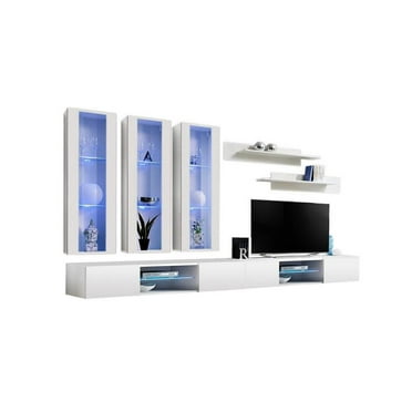 Soho 4 Modern Wall Unit Entertainment Center with 16 Color LED Lights ...