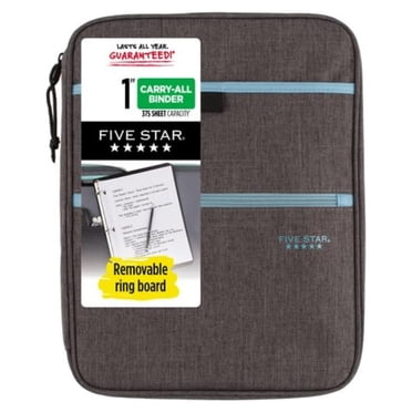 Five Star Zipper Binder, 1 Inch 3-Ring Binder, Carry-All with Internal ...
