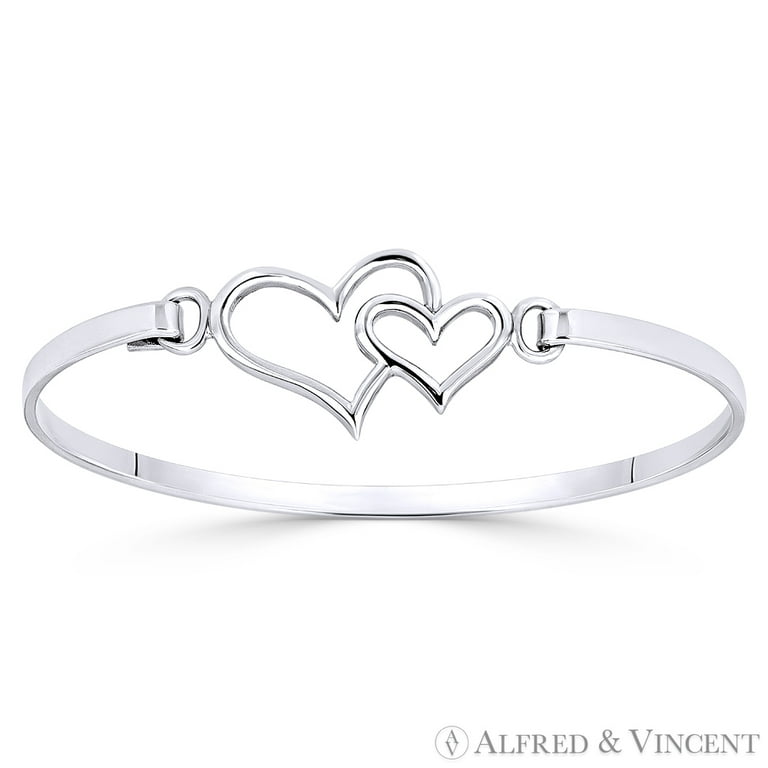 Sterling Silver Heart Bangle Bracelet
