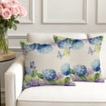 Blue Purple Hydrangea Pillow Covers Set of 4, Summer Floral Butterfly ...