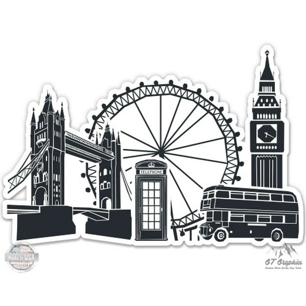 London Travel Famous Landmarks - 8" Vinyl Sticker - For Car Laptop I ...