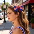 4th of July Patriotic Flag Bow Hair Clip - Independence Day Red White ...