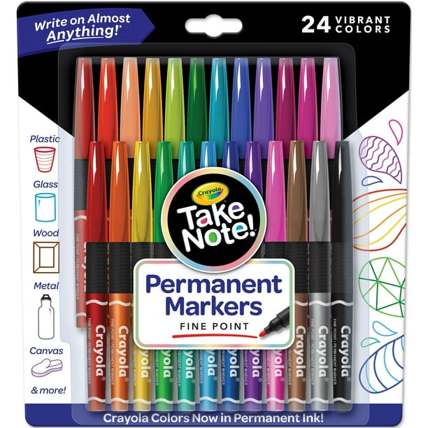 Crayola Take Note Fine Point Permanent Markers - 24 Count - Walmart.com ...
