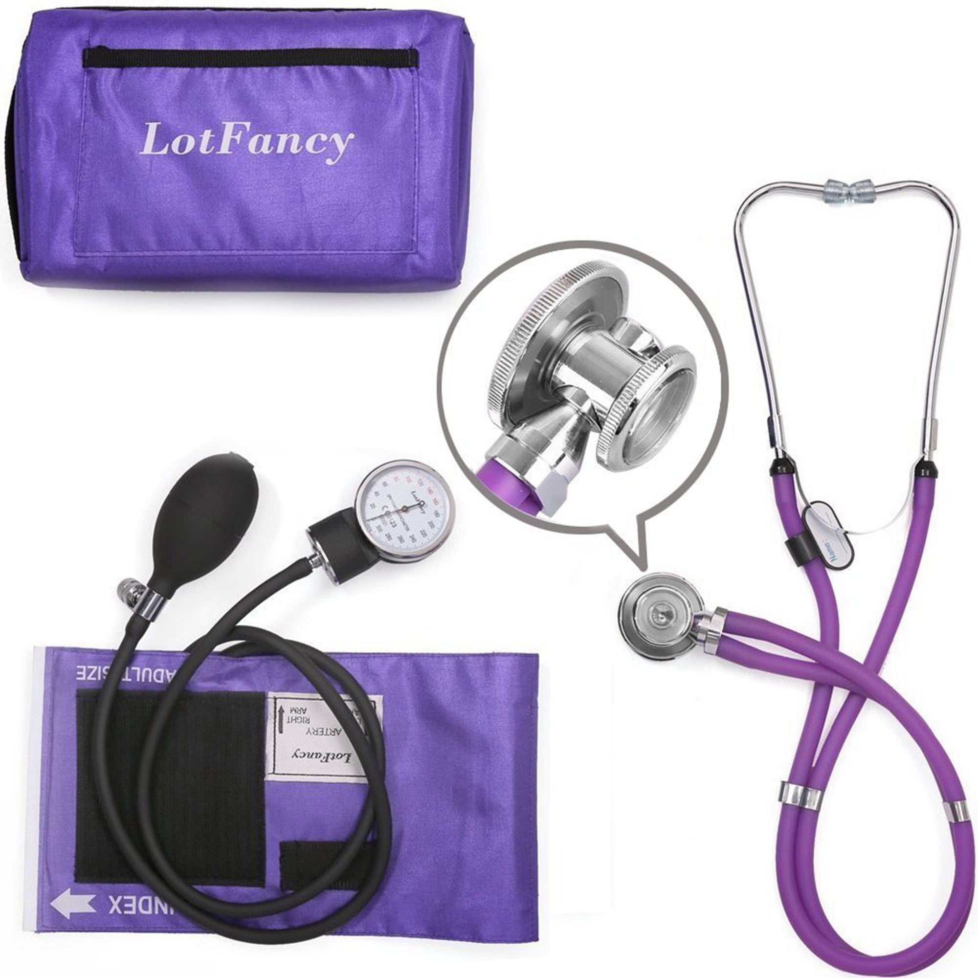 LotFancy Aneroid Sphygmomanometer And Dual Head Stethoscope With Case lotfancy-aneroid-sphygmomanometer-and-dual-head-stethoscope-with-case
