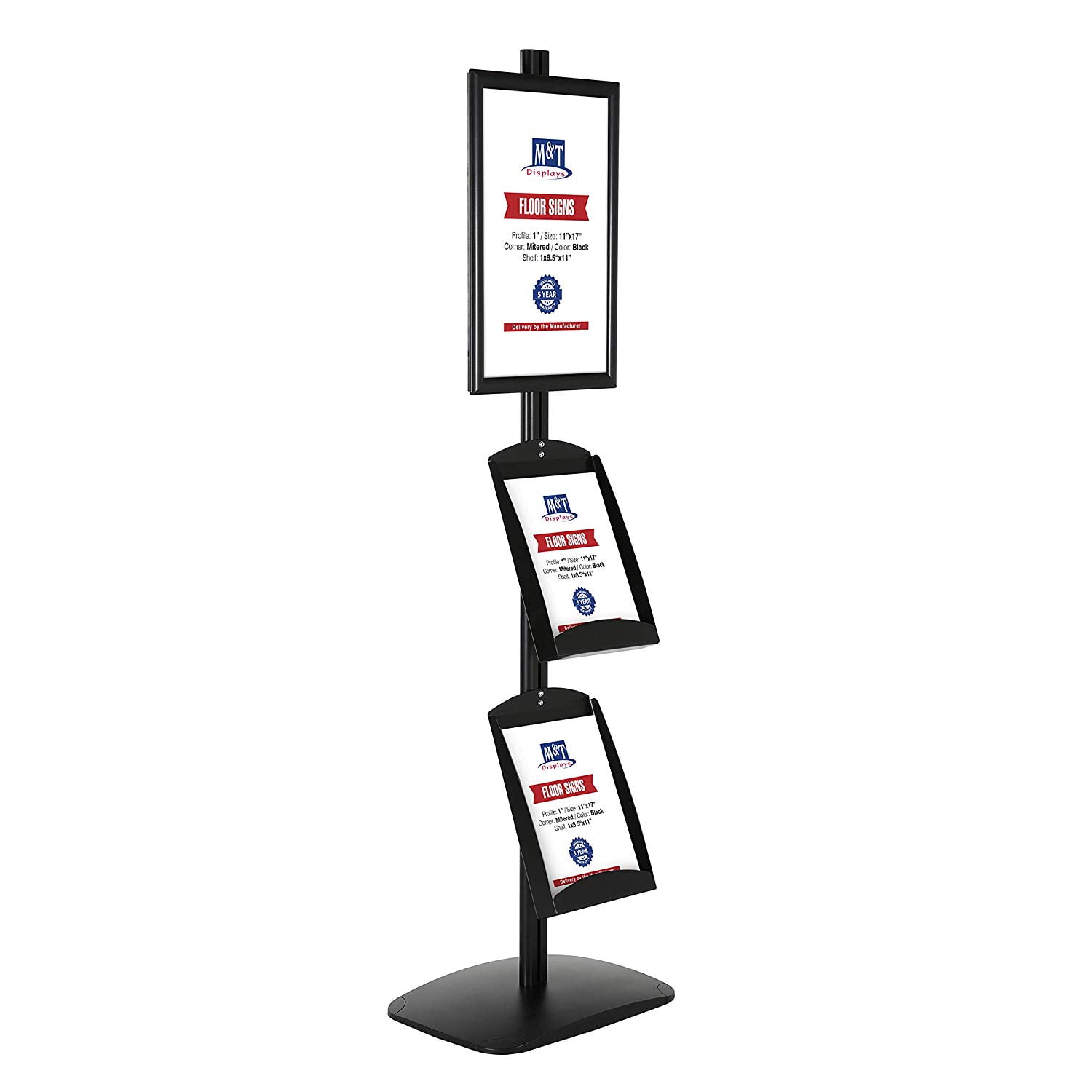 M&T Displays Free Standing Display Stand with 1 x (11X17) Frame in ...