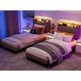 IKIFLY Twin XL Bed Frame with LED Lights, Storage Shelf, USB Charging ...