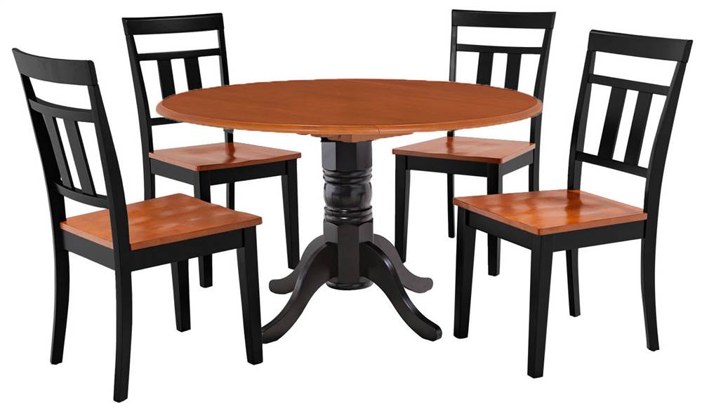5-Pc Kitchen Table Set in Cherry and Black Finish - Walmart.com