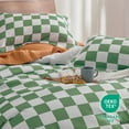 Cozy Comfort Green Checkered Queen Comforter Set, 3 Pieces, Microfiber ...