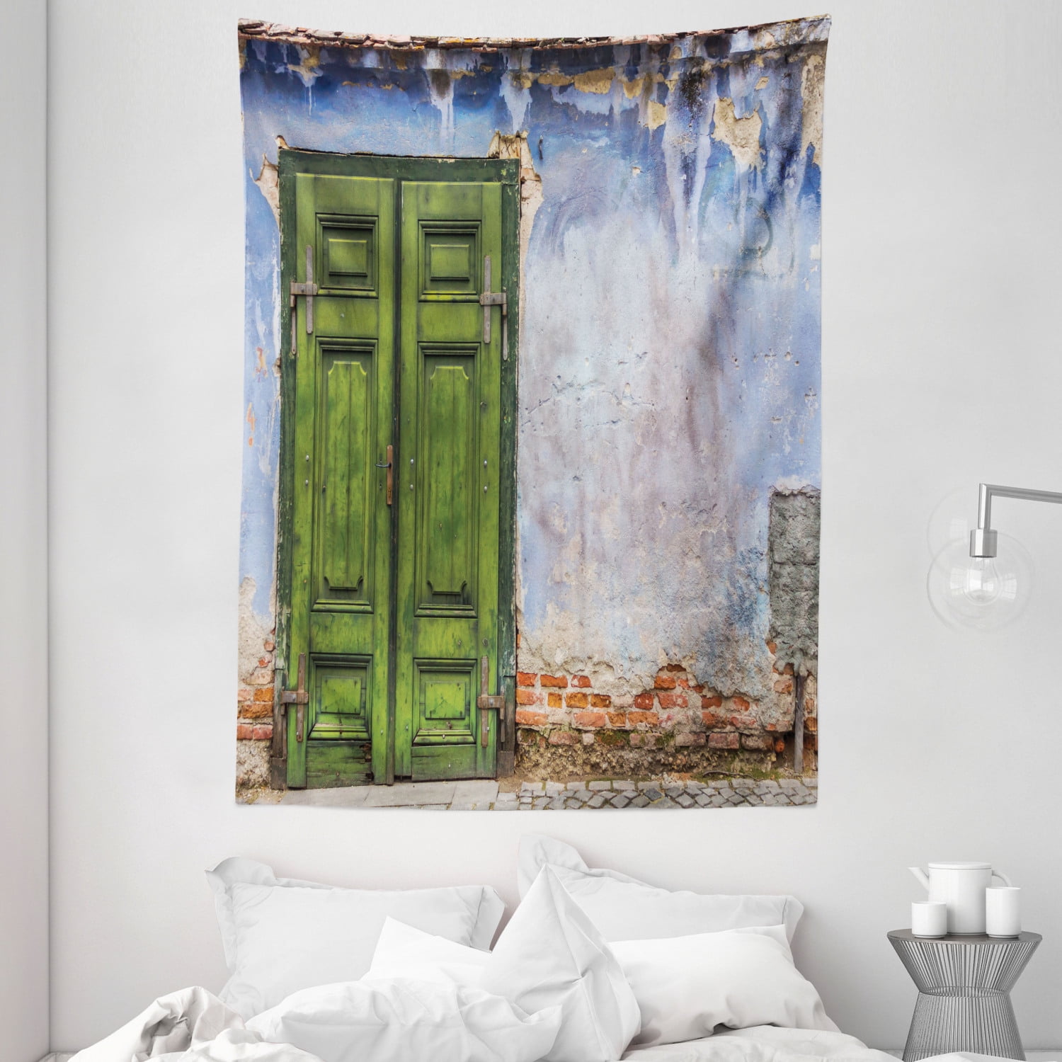 Rustic Decor Wall Hanging Tapestry, Colored House With A Pastel ...