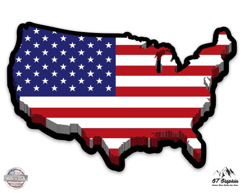 USA Flag Map - 12" Vinyl Sticker Waterproof Decal - Walmart.com