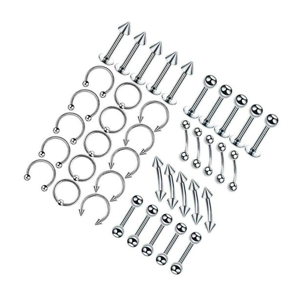 40 Pieces Nose Lip Tongue Eyebrow Tragus Navel Belly Ear Tragus Stud ...