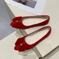 CQONEPT Women's Bowknot Ballet Flats Pointy Toe Casual Flat Shoes Suede ...