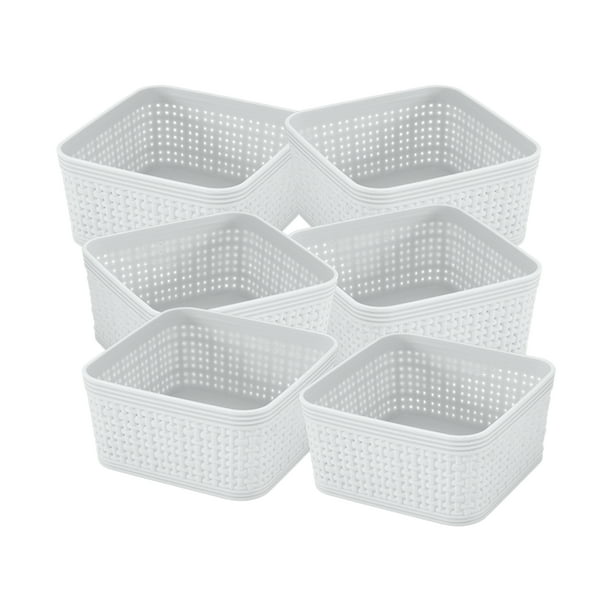Simplify 6 Pack Plastic Organizing Storage Basket Set, White - Walmart.com