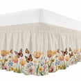 Butterfly Tulip Flowers Bed Skirt Bed Skirts Queen Size 16 Inch Drop ...