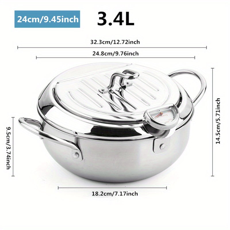 1pc Tempura Deep Fry Pot, Thickened 304 Stainless Steel Tempura Fryer ...