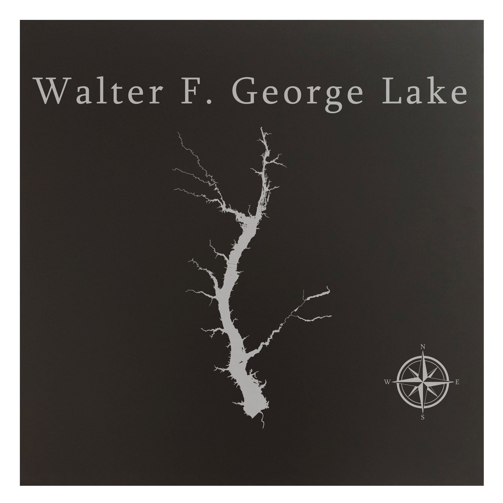 Walter F. George Lake Map 24x24" Black Metal Wall Art Office Decor Gift ...