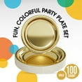 Exquisite Gold Paper Plates Disposable 100 Pcs - 50-7" & 50-9" Heavy ...