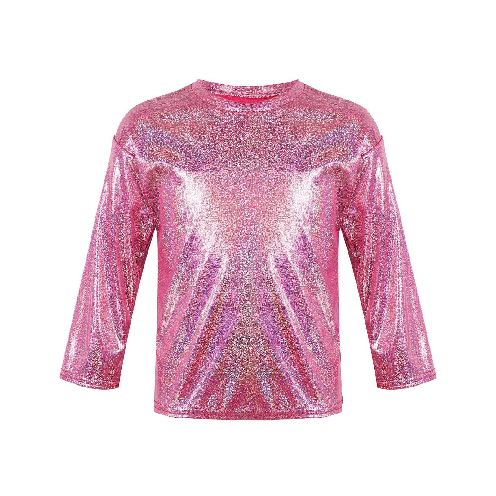 MSemis Kids Girls Boys Shiny Metallic Dance Tee Shirts - Walmart.com