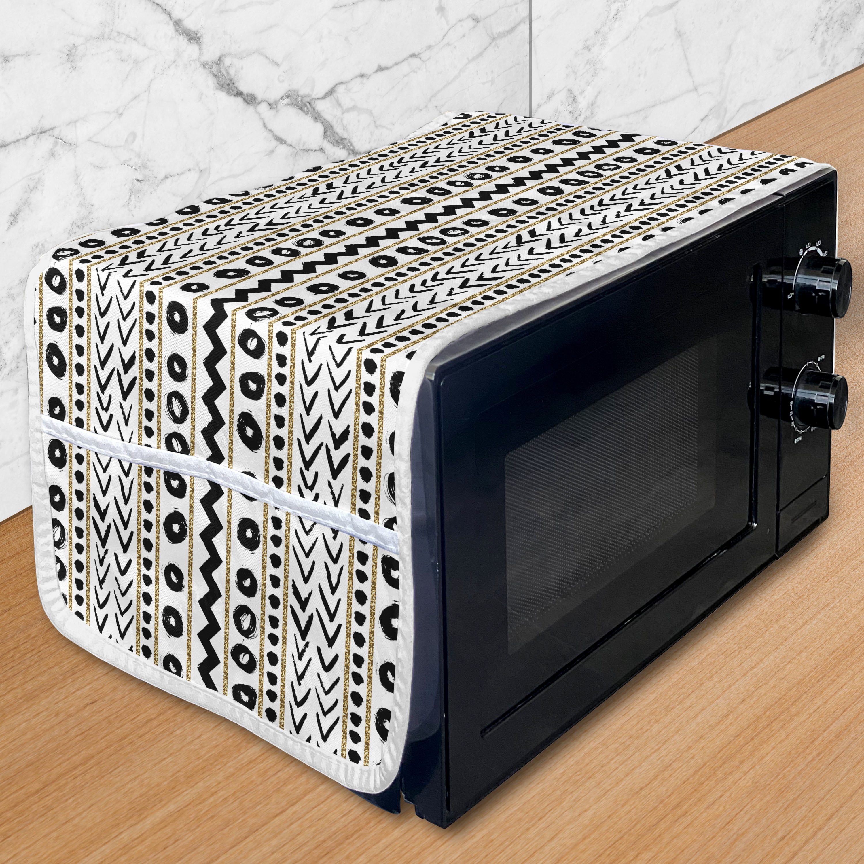 Striped Microwave Oven Cover, Abstract Prehistoric with Cave Rocks ...