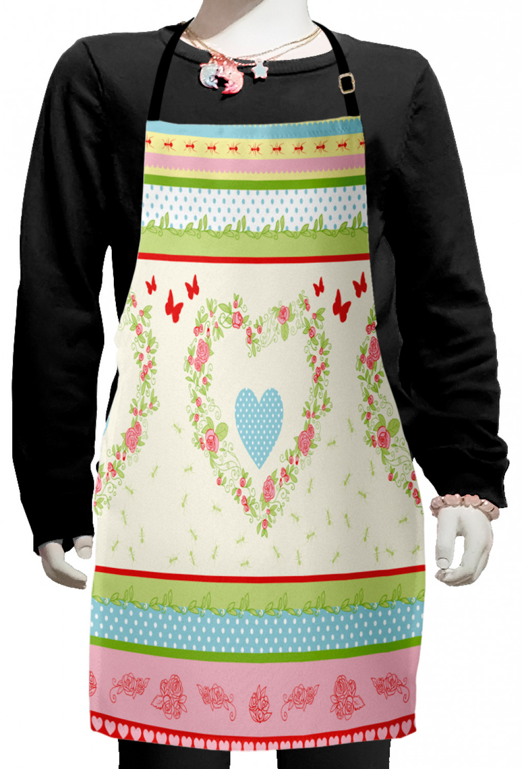 Shabby Flora Kids Apron, Country Style Roses and Borders Butterflies ...