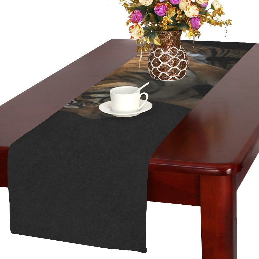 MYPOP bengal tiger is on the prowl in the dark Table Runner 14x72 ...