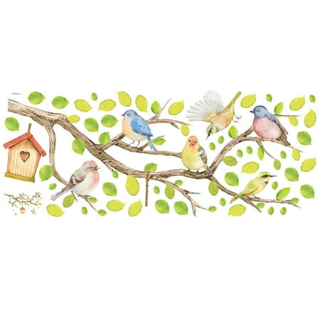Agiferg Branches, Colorful Birds, Static Electricity Stickers, Spring ...
