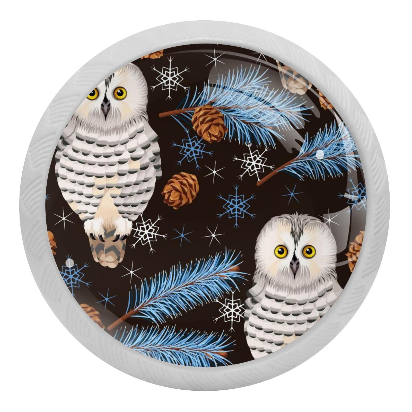 4PCS Round Owl Cabinet Fluorescence Knob Glowing in the Dark Furniture ...