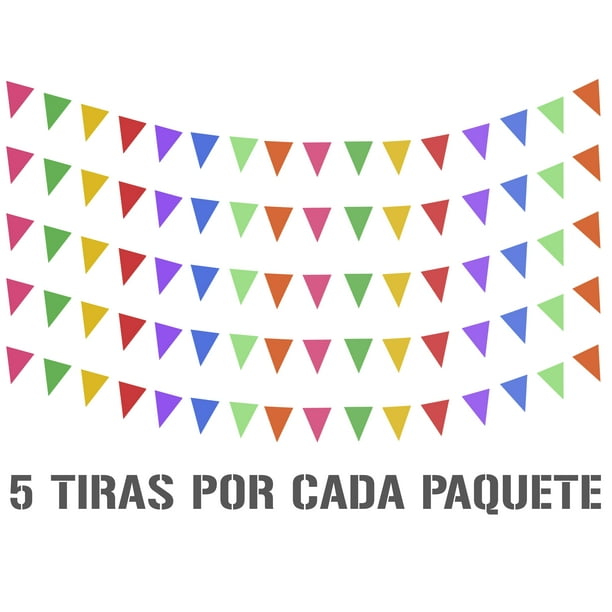 Banderin triangular promocional DECORAMEC PAPEL PICADO 5 tiras de 8 ...