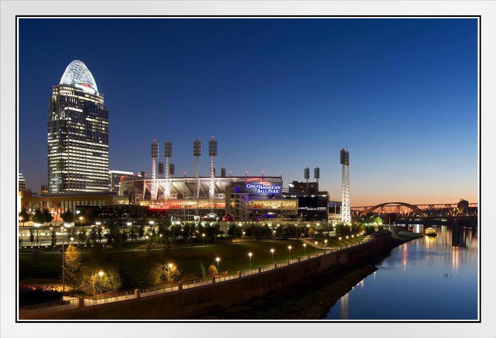 Cincinnati Skyline with Great American Ball Park Photo Photograph White ...