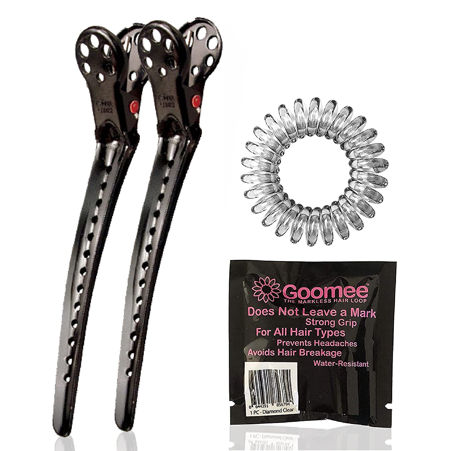 YS Park Pro Clips Black (Pack of 2) and Goomee The Markless Hair Loop ...