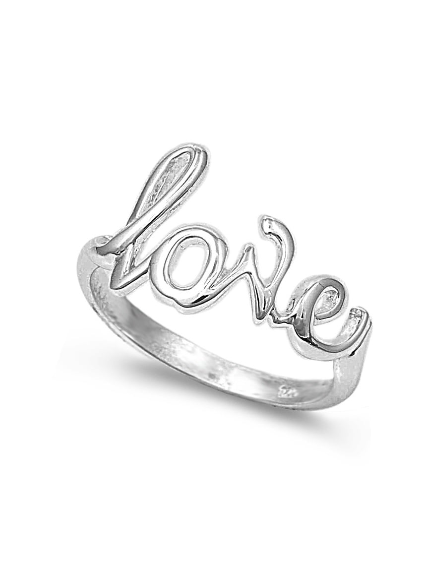 Love in Script Ring Sterling Silver Size 11 - Walmart.com