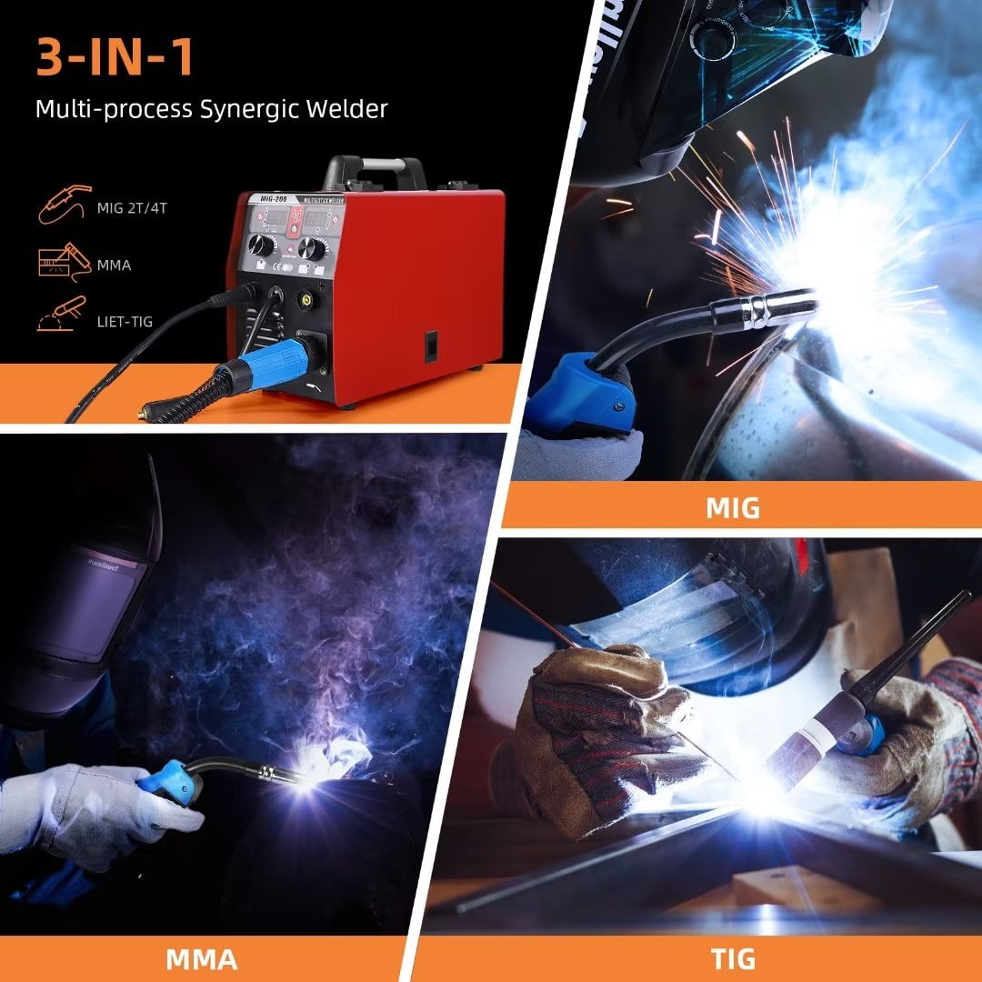 Buy 200Amp MIG Welder, 110V&220V Dual Voltage, MIG(2T/4T), Lift TIG ...